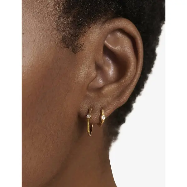 Monica Vinader Siren Recycled 18ct Yellow -plated Vermeil Sterling Silver And Diamond Huggie Earrings - Gold