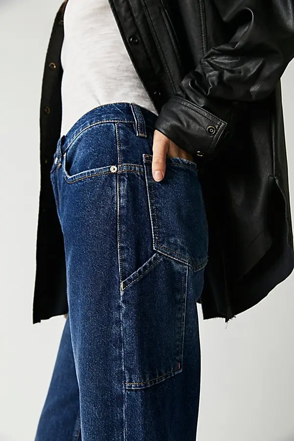 Free People We The Free Tinsley Baggy High-rise Jeans - Dark Romance