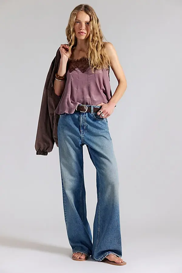 Free People We The Free Tinsley Baggy High-rise Jeans - Hazey Blue
