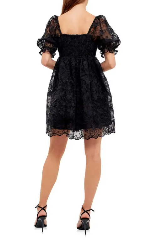 Endless Rose Floral Embroidered Babydoll Dress - Black | Editorialist