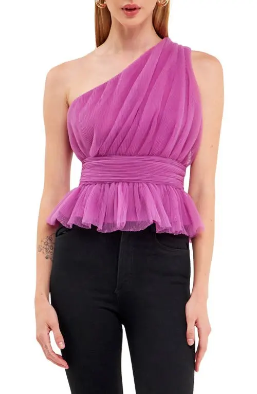 Endless Rose One-shoulder Tulle Top
