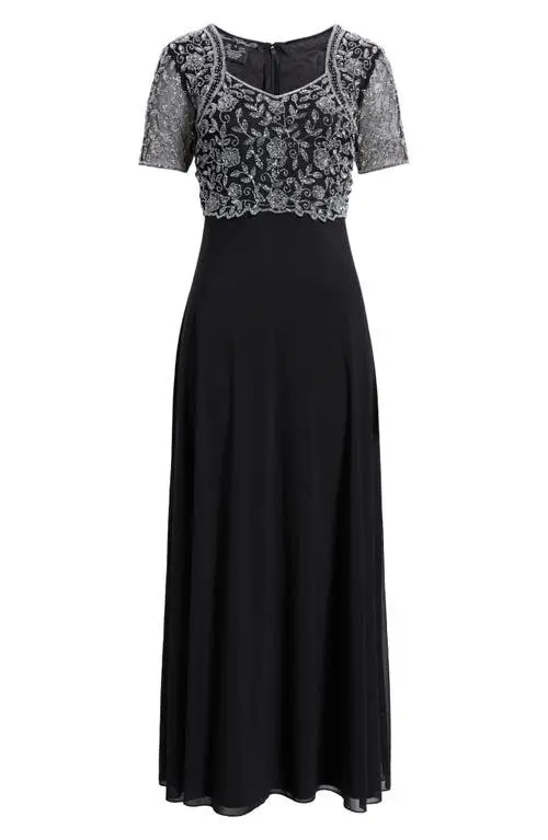 pisarro nights plus size formal dresses Quartz Silver Embellished Square-Neck Open-Back Maxi Dress – Club L London main image 1