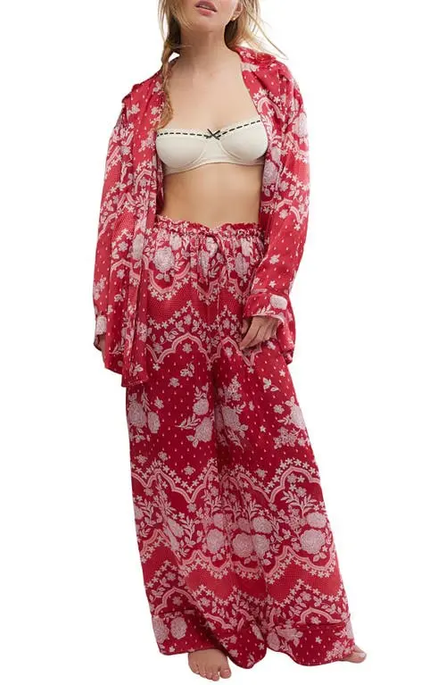 Free People Dreamy Days Print Pajamas - Cherry Combo