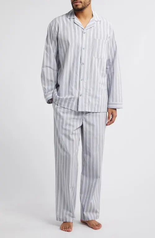 Nordstrom Cotton Poplin Pajamas - Grey Shirting Stripe