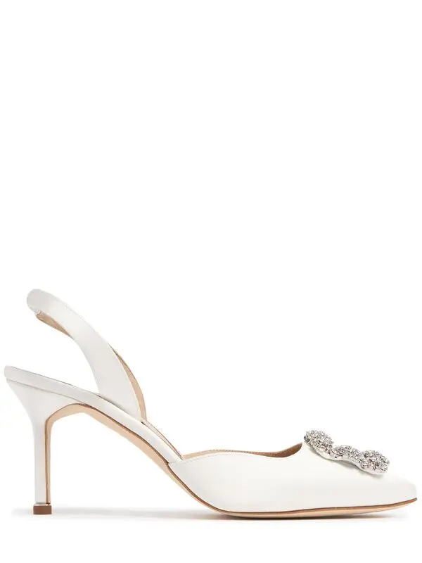 Manolo Blahnik 70mm Hangisli Slingback Pumps - Cream