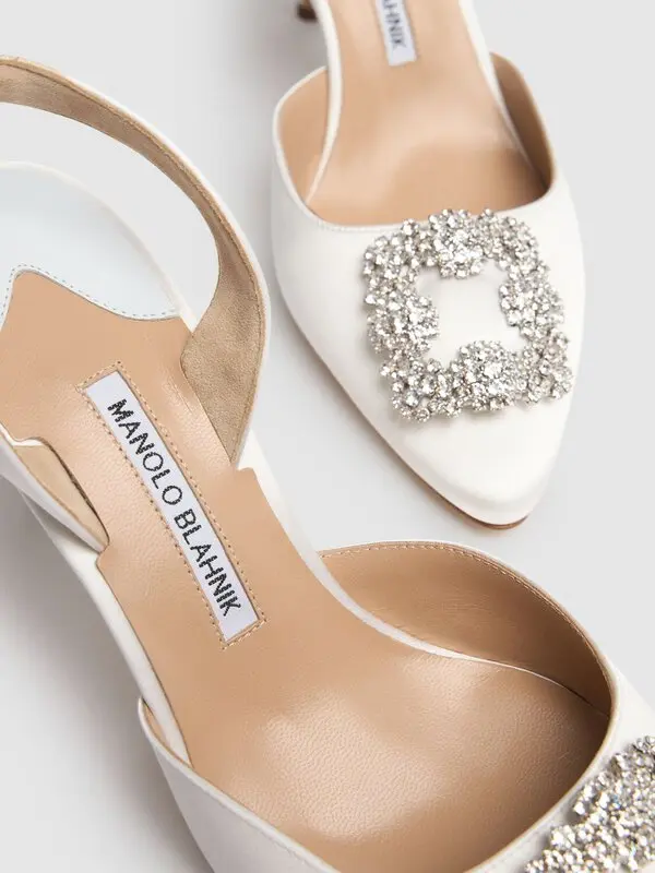 Manolo Blahnik 70mm Hangisli Slingback Pumps - Cream