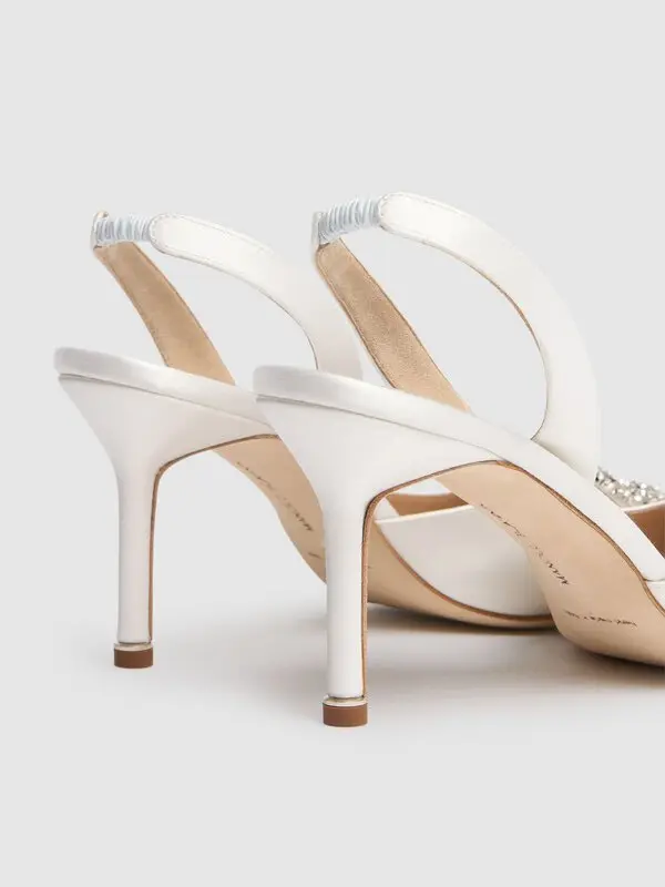 Manolo Blahnik 70mm Hangisli Slingback Pumps - Cream