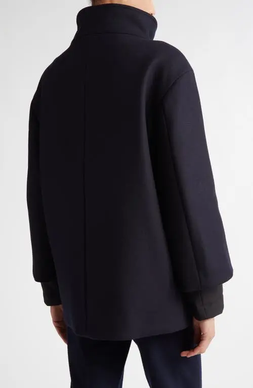 Akris 2-in-1 Felted Wool-blend Car Coat - Navy-black