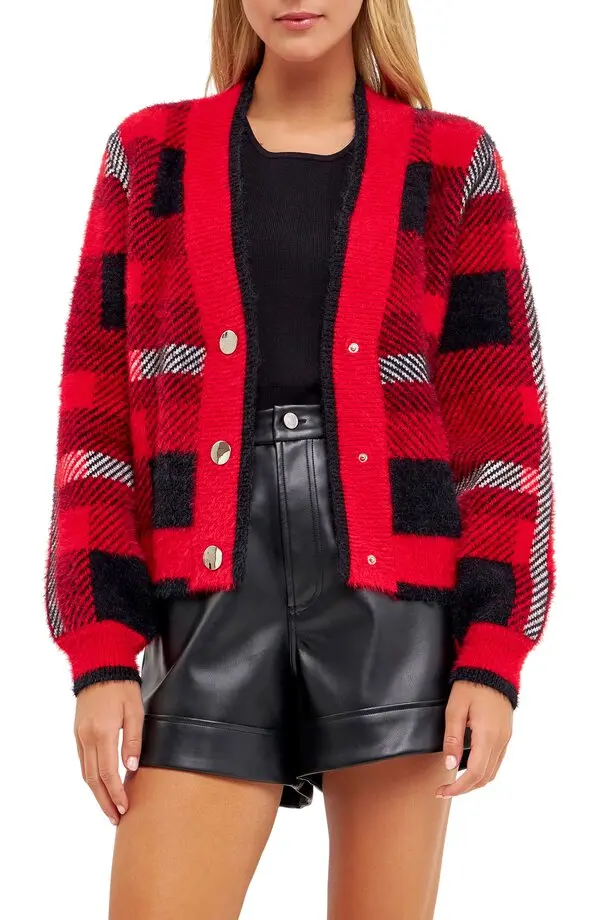 English Factory Check Cardigan