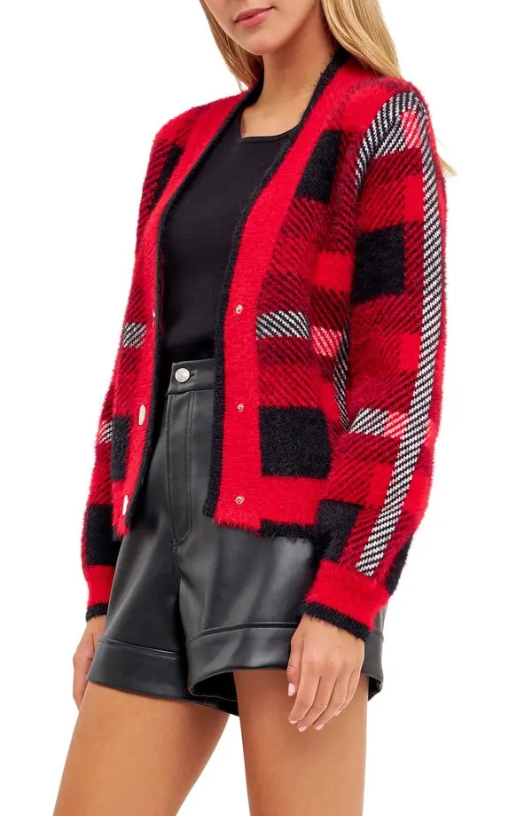 English Factory Check Cardigan