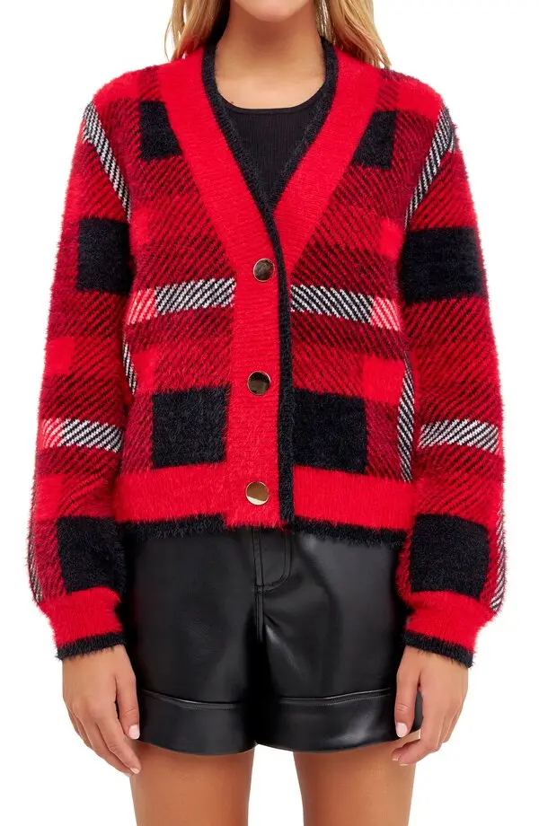 English Factory Check Cardigan