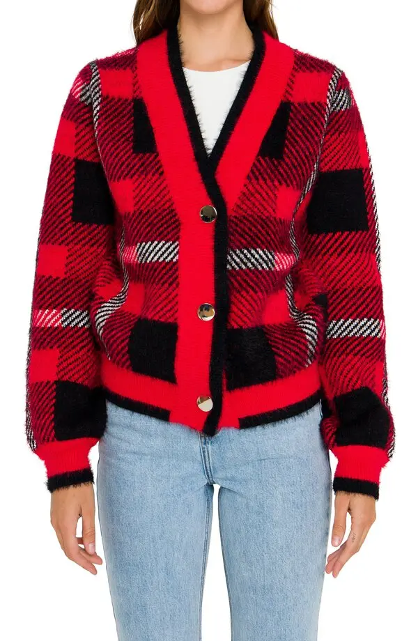 English Factory Check Cardigan