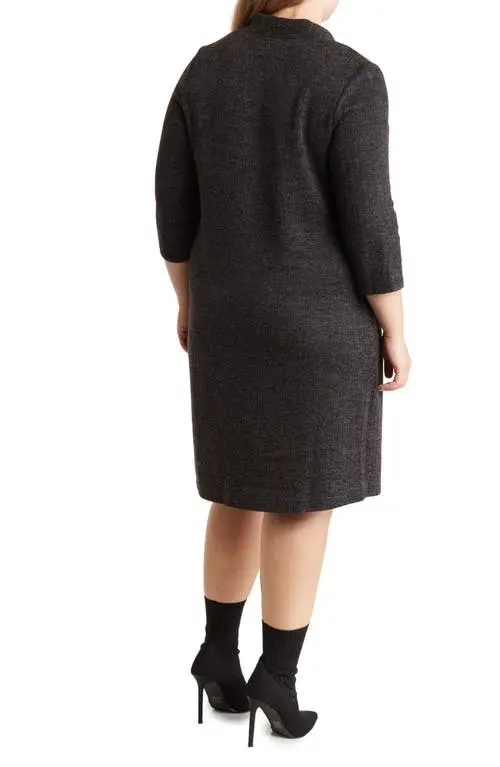 CONNECTED APPAREL Rib Knit Jacket Midi Dress