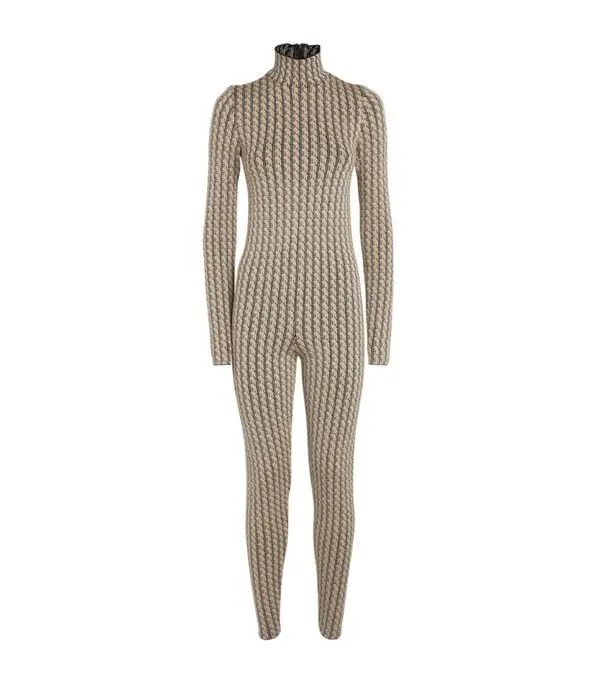 Victoria Beckham Merino Wool-blend Monogram Jumpsuit