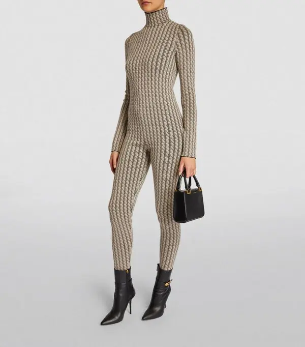 Victoria Beckham Merino Wool-blend Monogram Jumpsuit