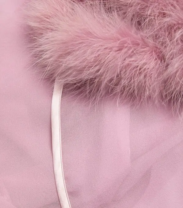 GILDA & PEARL Silk Marabou Feather-trimmed Diana Robe - Pink