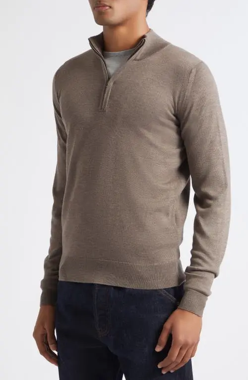 John Smedley Tapton Half-zip Merino Wool Sweater - Mushroom