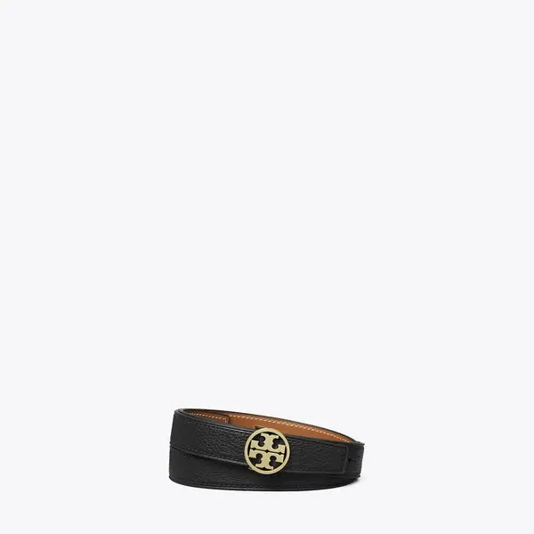 Tory Burch 1" Miller Reversible Belt - Black/classic Cuoio/gold