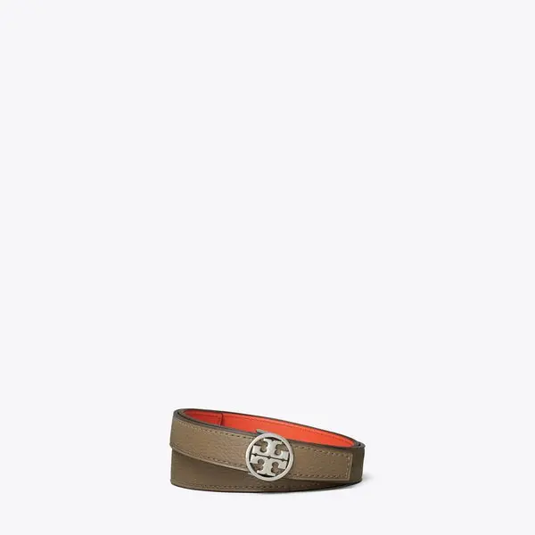Tory Burch 1" Miller Reversible Belt - Wild Mushroom/warm Fire/silver
