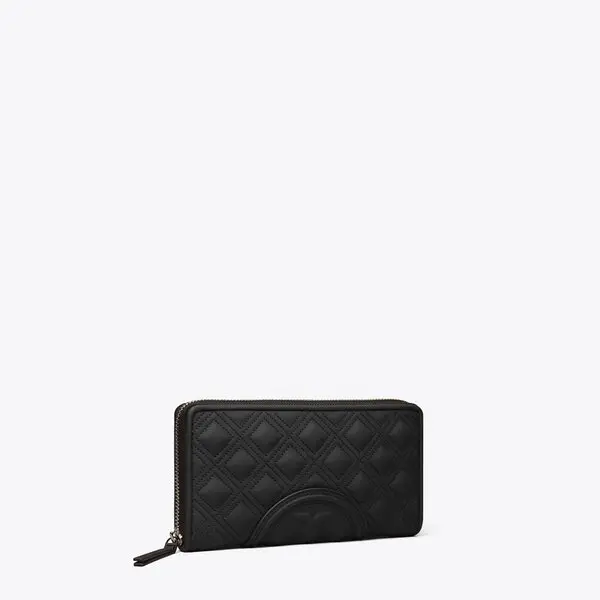 Tory Burch Fleming Soft Matte Zip Continental Wallet - Black