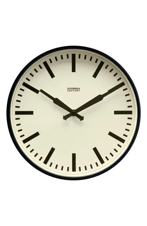 CLOUDNOLA Factory Wall Station Clock - Black