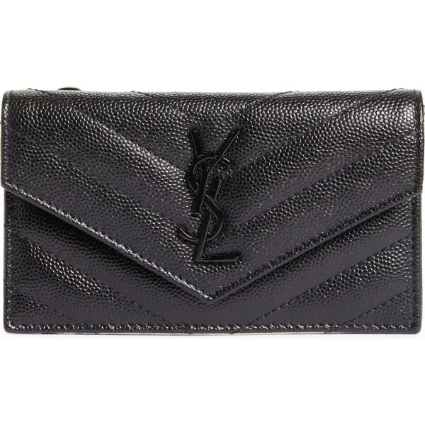Saint Laurent Fragments Monogram Leather Zip Card Case