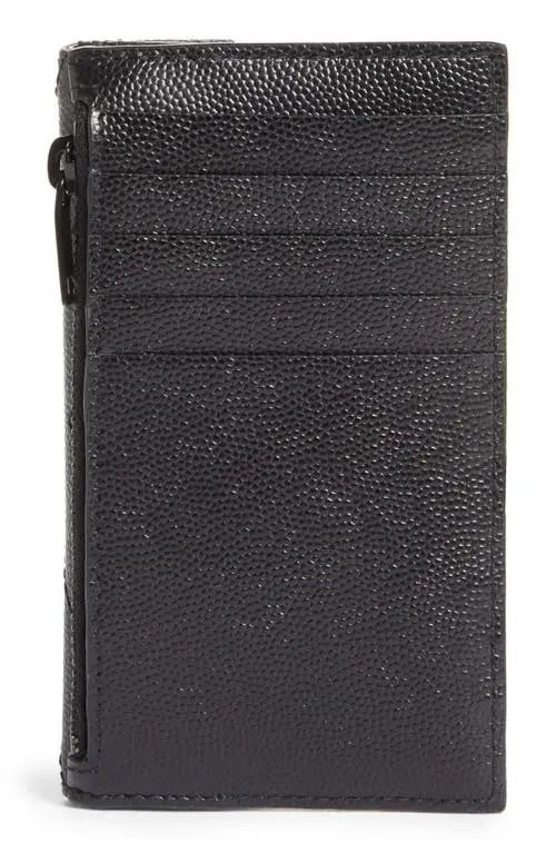 Saint Laurent Fragments Monogram Leather Zip Card Case