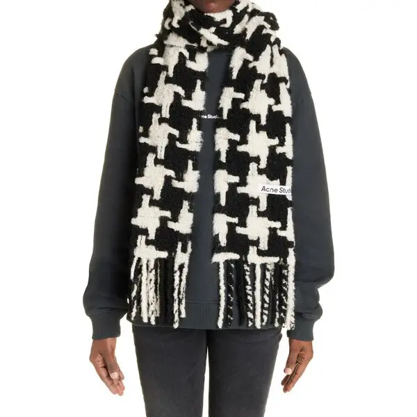 Acne Studios Houndstooth Check Alpaca Blend Scarf