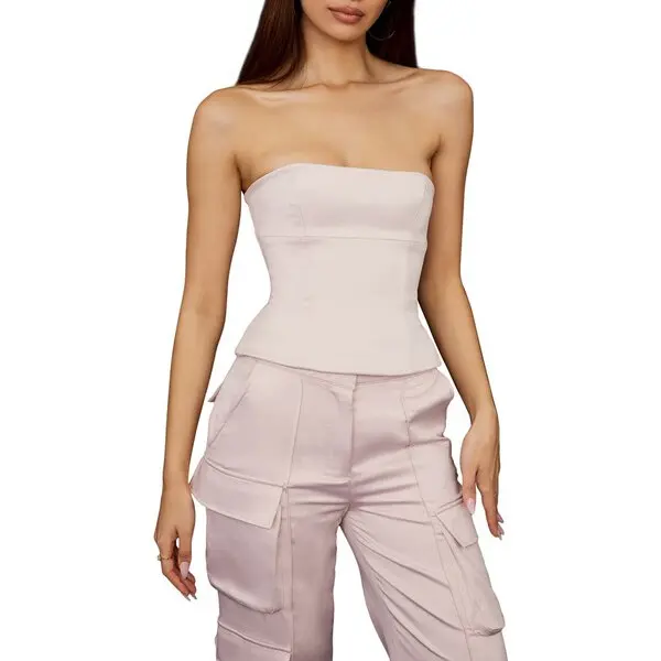 House Of Cb Angelica Satin Strapless Corset Top