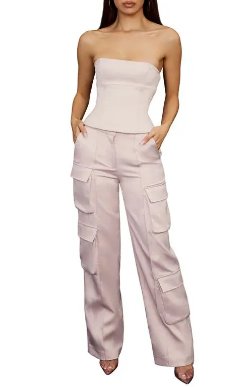 House Of Cb Angelica Satin Strapless Corset Top