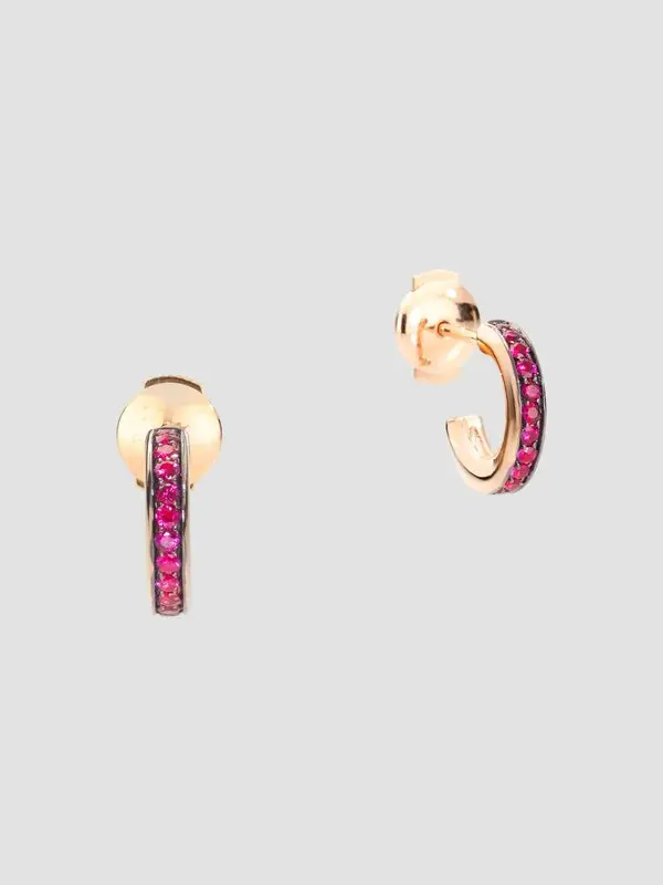 Pomellato Iconica 18k Rose Gold & Hoop Earrings - Ruby