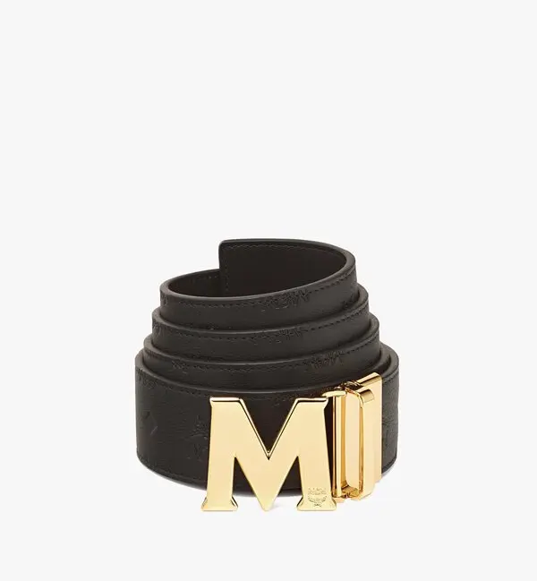 Mcm Claus M Reversible Belt - Black / Gold