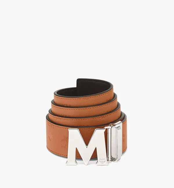 Mcm Claus M Reversible Belt - Roasted Pecan / Silver