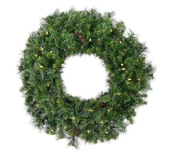 VICKERMAN 30' Cheyenne Pine Christmas Wreath, W Rm White Led - One-color