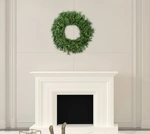 VICKERMAN 30' Cheyenne Pine Christmas Wreath, W Rm White Led
