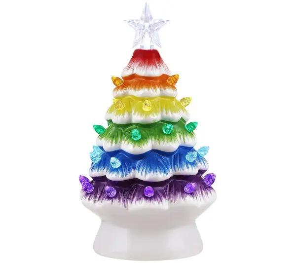 MR. CHRISTMAS 7.5' Nostalgic Ceramic Rainbow Tr Ee