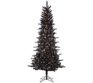 GERSON INTERNATIONAL 7.5' Black Tuscany Tinsel Tree W/lights Gers On Co - One-color