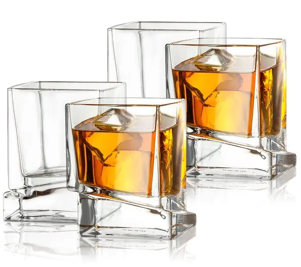 JOYJOLT Set Of 10oz Carre Square Heavy Base Hiskey Glasses - One-color