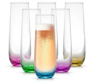 JOYJOLT Set Of 9.4-oz Stemless Champagne Fl Te Glasses - One-color