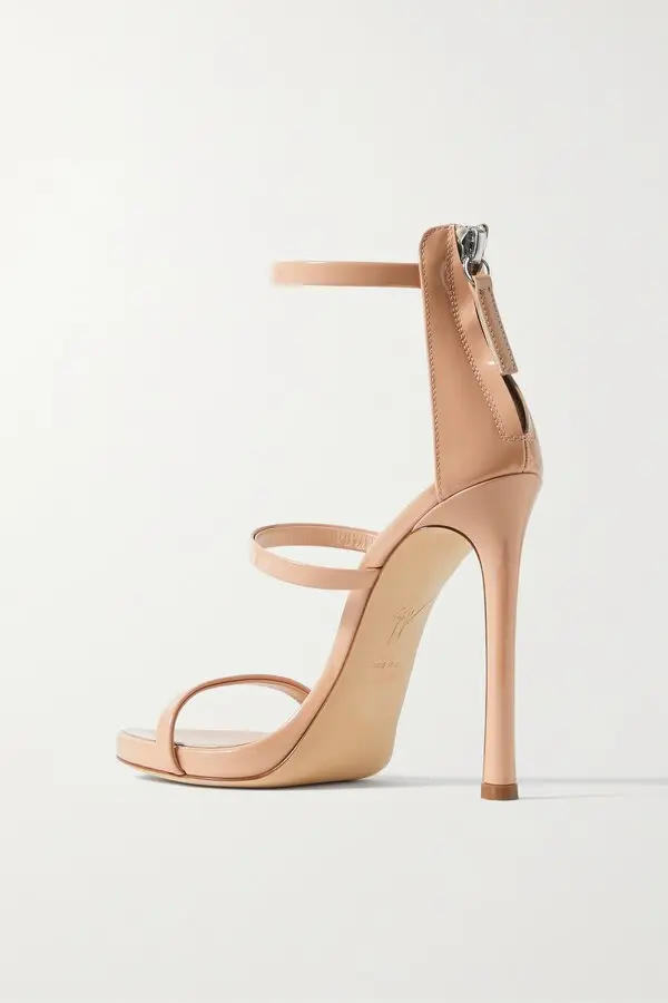 GIUSEPPE ZANOTTI Harmony Patent-leather Sandals - Neutrals