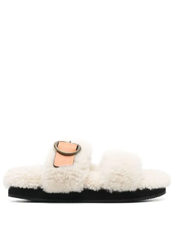 Isabel Marant Shearling Buckle Sandals