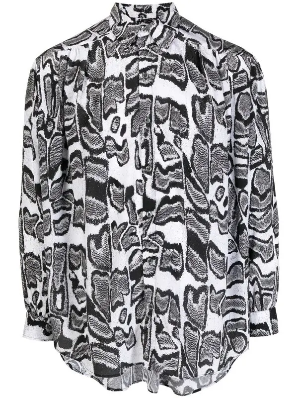 EDWARD CRUTCHLEY Abstract-pattern Long-sleeve Shirt - White