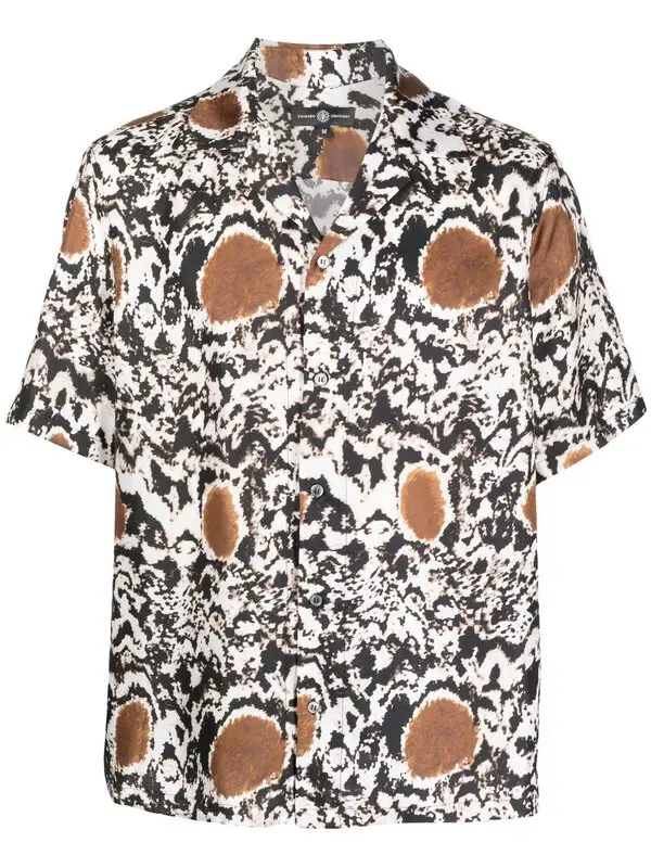 EDWARD CRUTCHLEY Abstract-pattern Short-sleeve Shirt - White