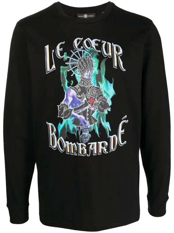 Edward Crutchley Graphic-Print Cotton T-Shirt - Black - 55% Off 