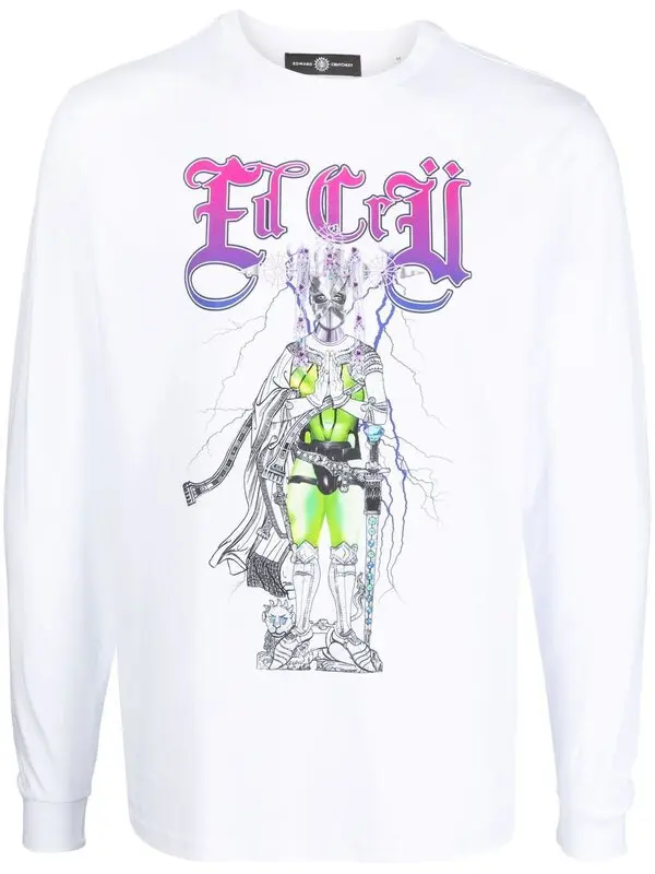 EDWARD CRUTCHLEY Graphic-print Cotton T-shirt - White