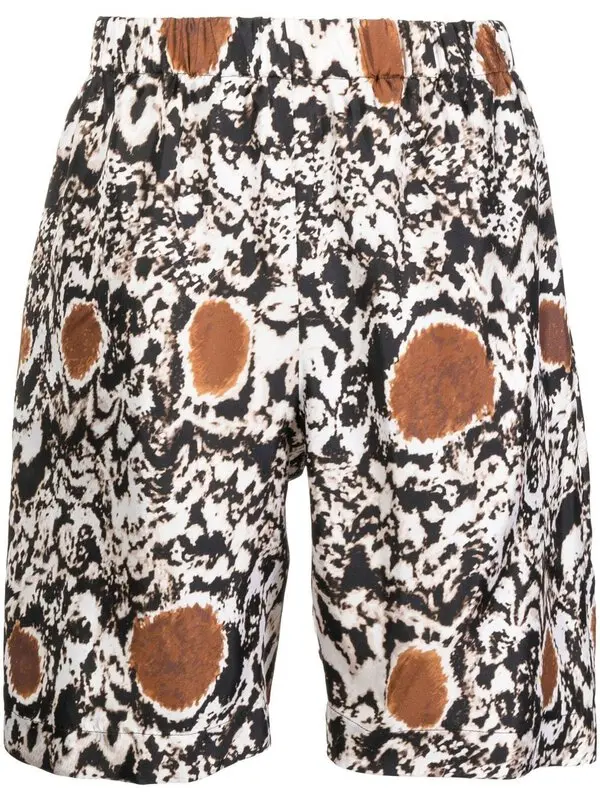 EDWARD CRUTCHLEY Silk Abstract-pattern Shorts - White