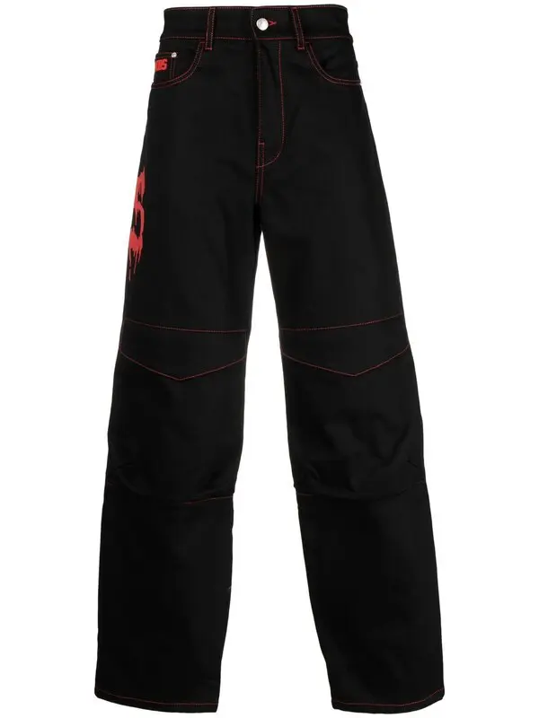 Gcds Logo-print Straight-leg Jeans