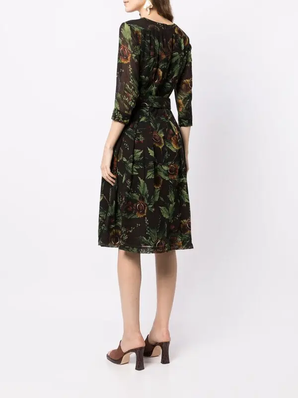 Samantha Sung Florance Motif-print Pleated Midi Dress
