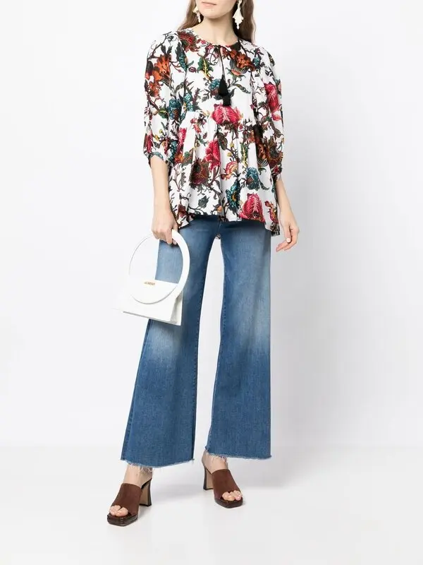 Samantha Sung Floral-print Gathered Blouse
