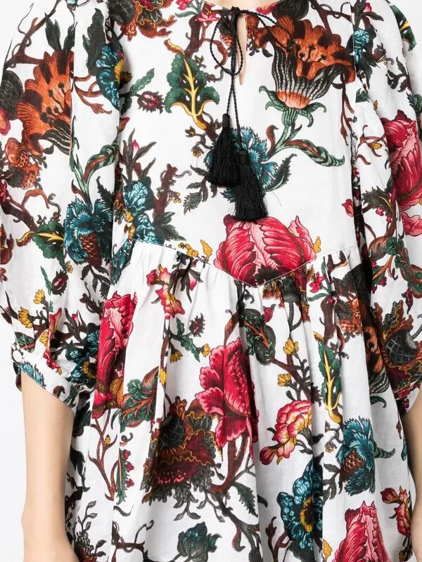 Samantha Sung Floral-print Gathered Blouse